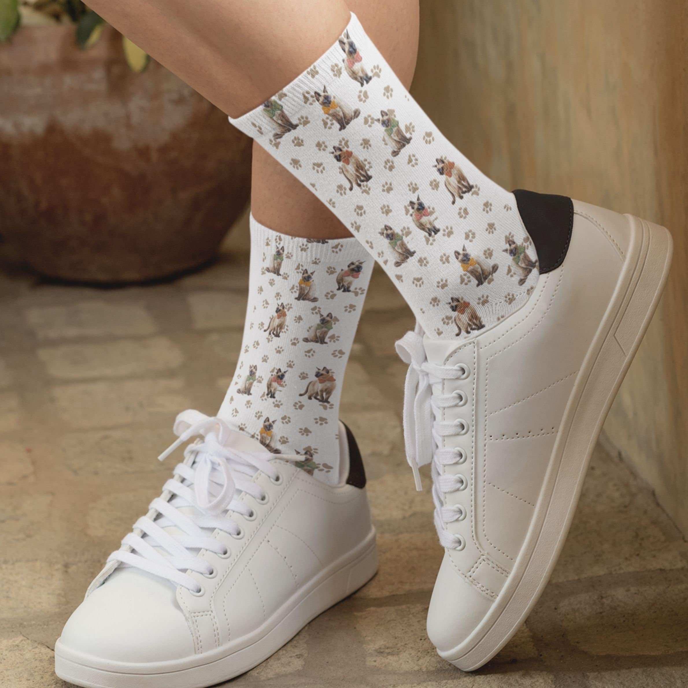 Siamese Cat Novelty Socks, Cute Siamese Face Socks Gift for Cat Dad ...
