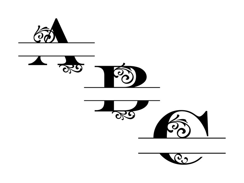 Split Monogram Alphabet Frame File Bundle Svg Dxf Png Eps Pdf Blank ...