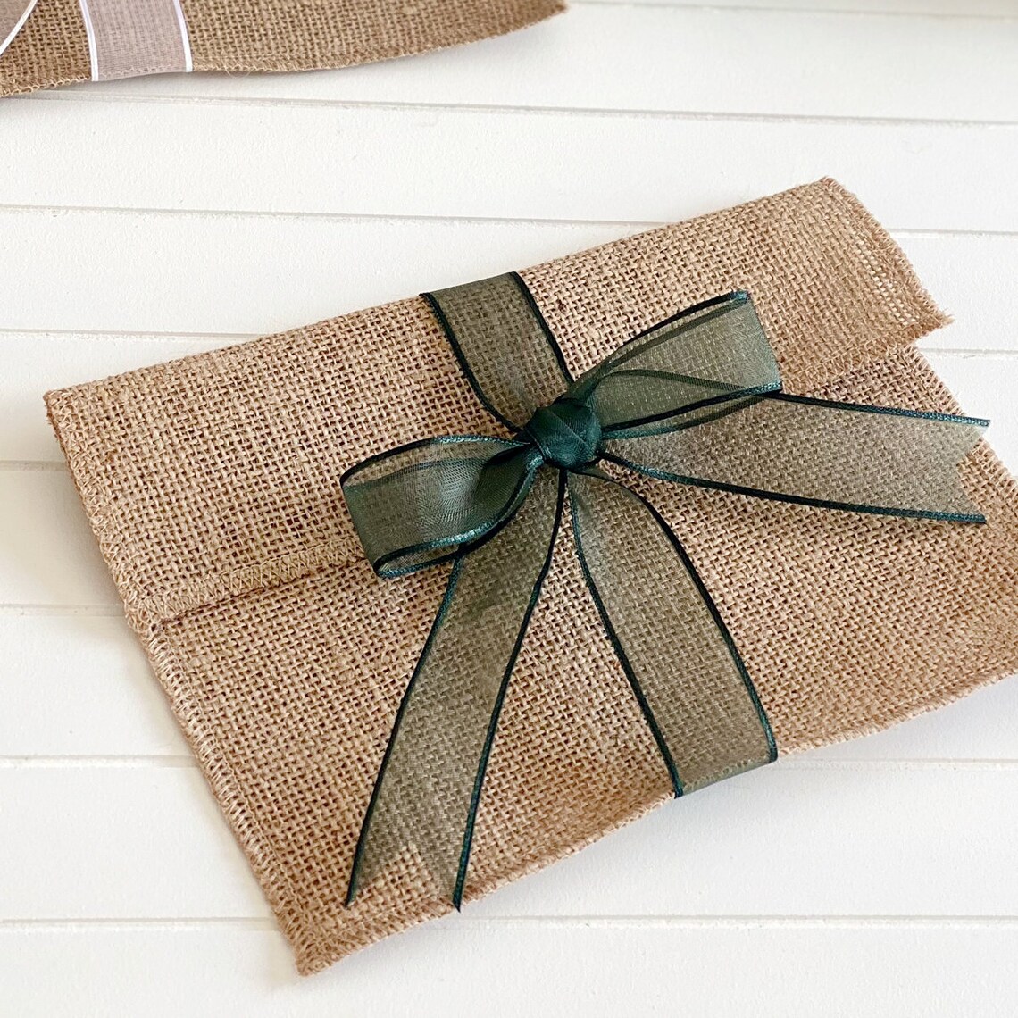 Jute Envelope With Green Ribbon, 14x19 Cm 100 Pieces - Etsy