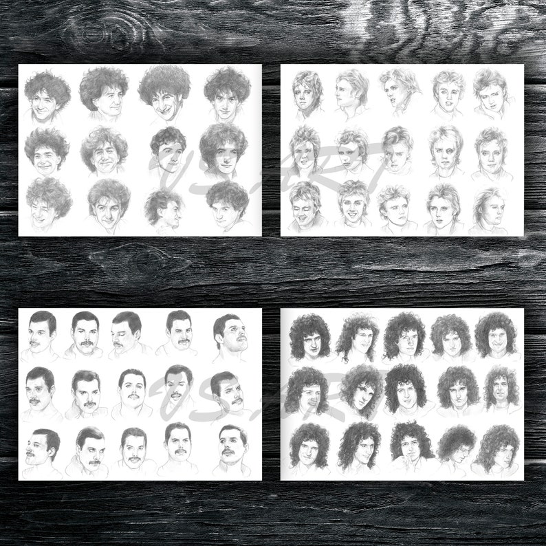 Printable Art Pencil Drawing Instant Download Art 80's Freddie Mercury ...