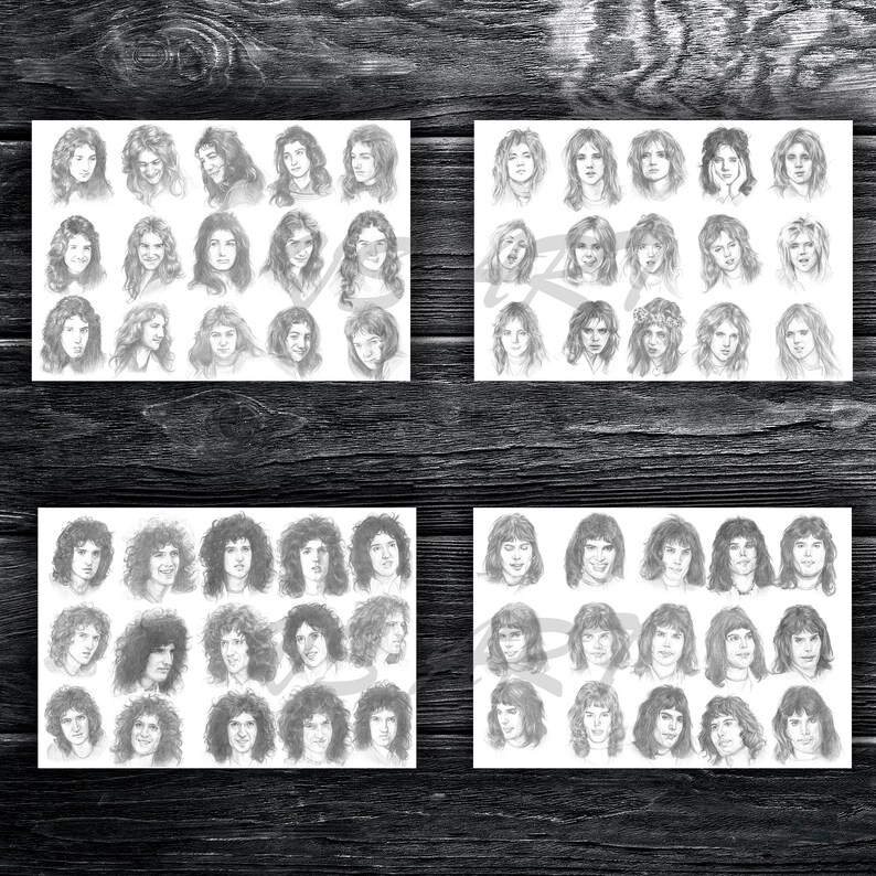 Printable Art Pencil Drawing Instant Download Art 70's Freddie Mercury ...