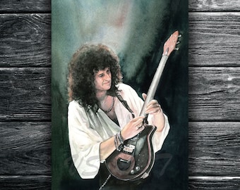 Printable Art Watercolor Painting Instant Download Art Brian May - Etsy