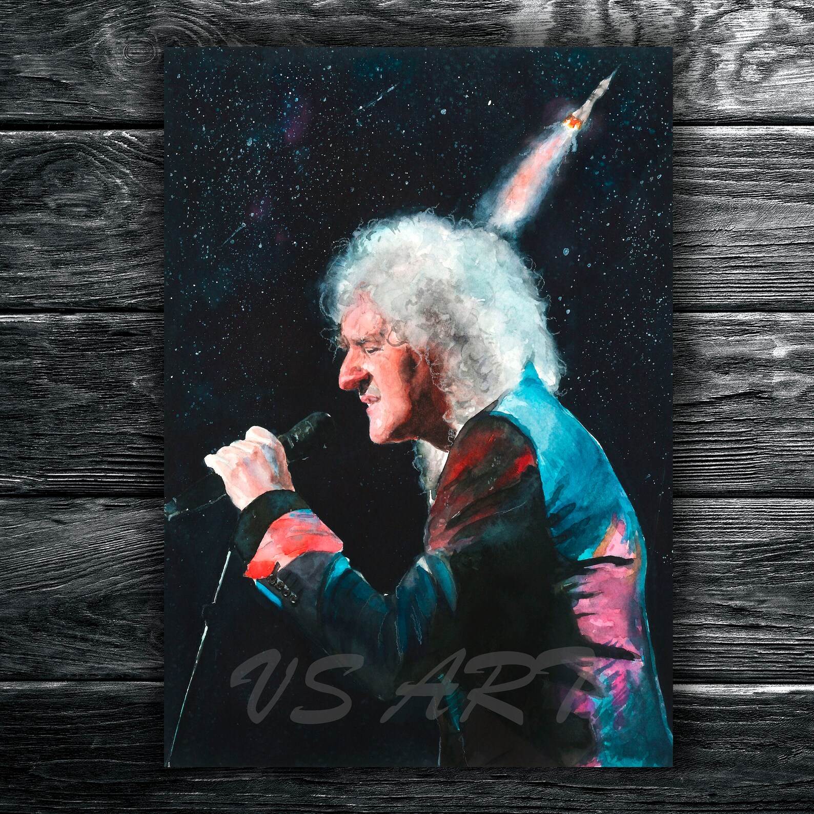 Printable Art Watercolor Painting Instant Download Art Brian May - Etsy