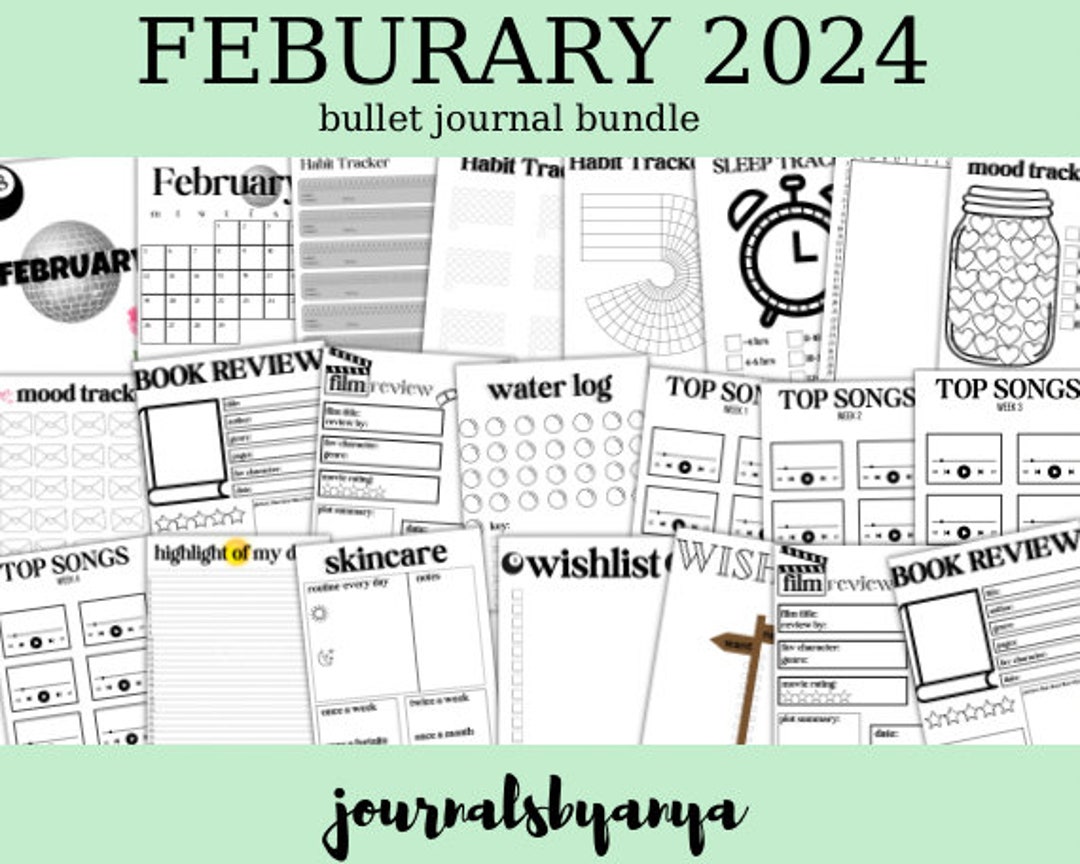 February 2024 Bullet Journal Bundle - Etsy