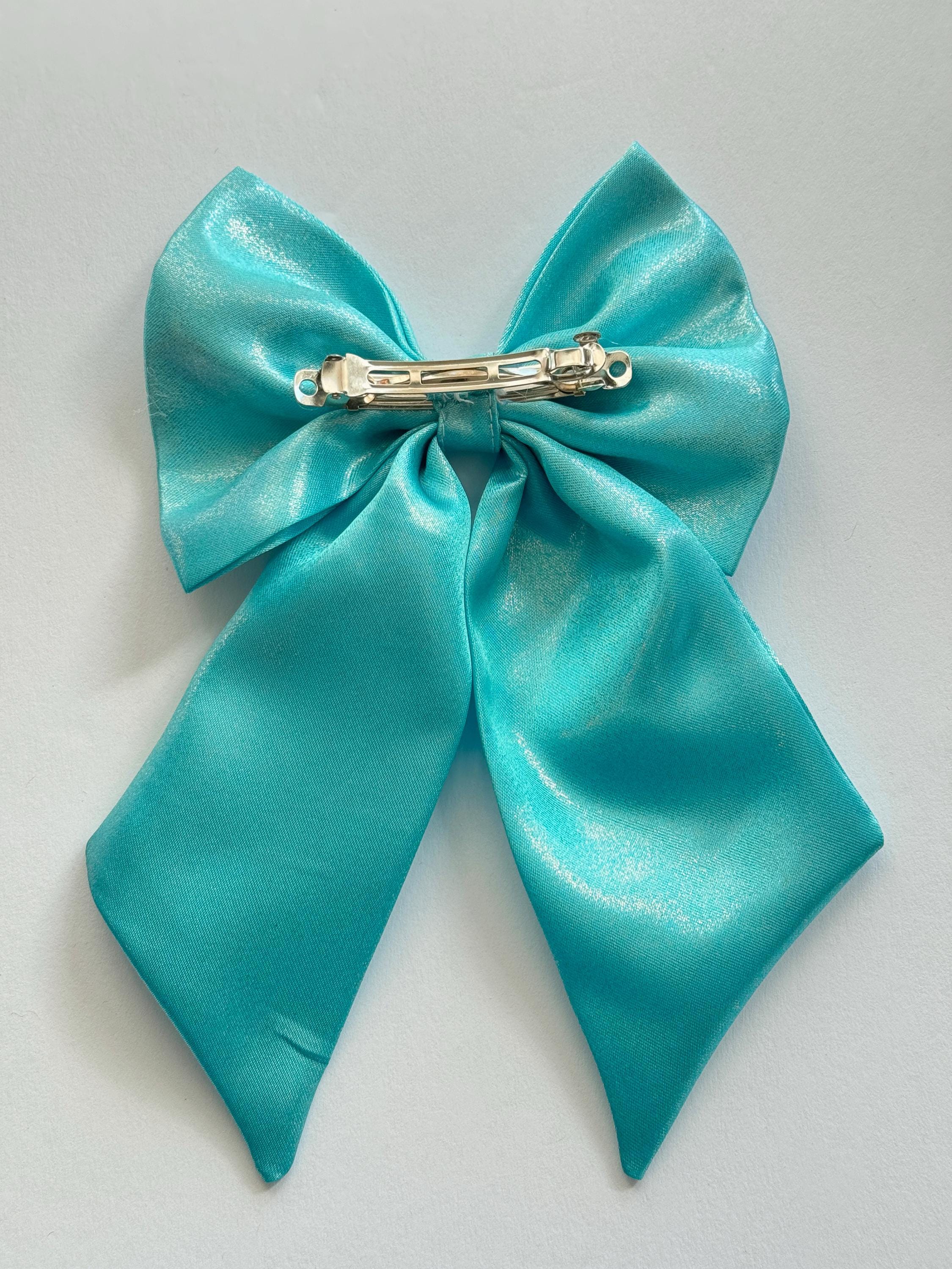 Teal Liquid Satin Hair Bow - Accesories Bows - Etsy