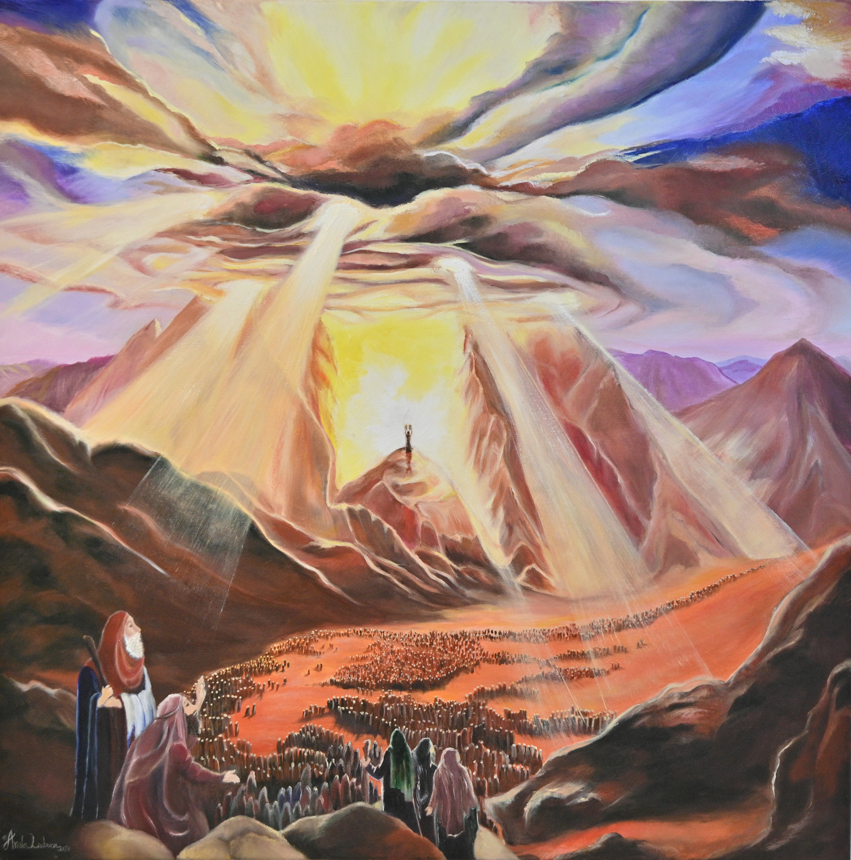 Modern Jewish Art Painting - Mount Sinai Receiving Torah | Shavuot ...