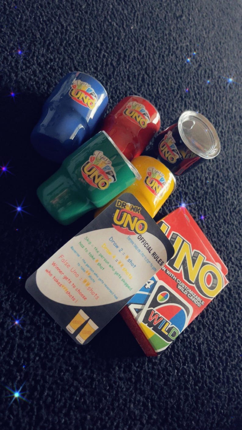 Tipsy Uno Shot Glasses With Playing Cards - Etsy