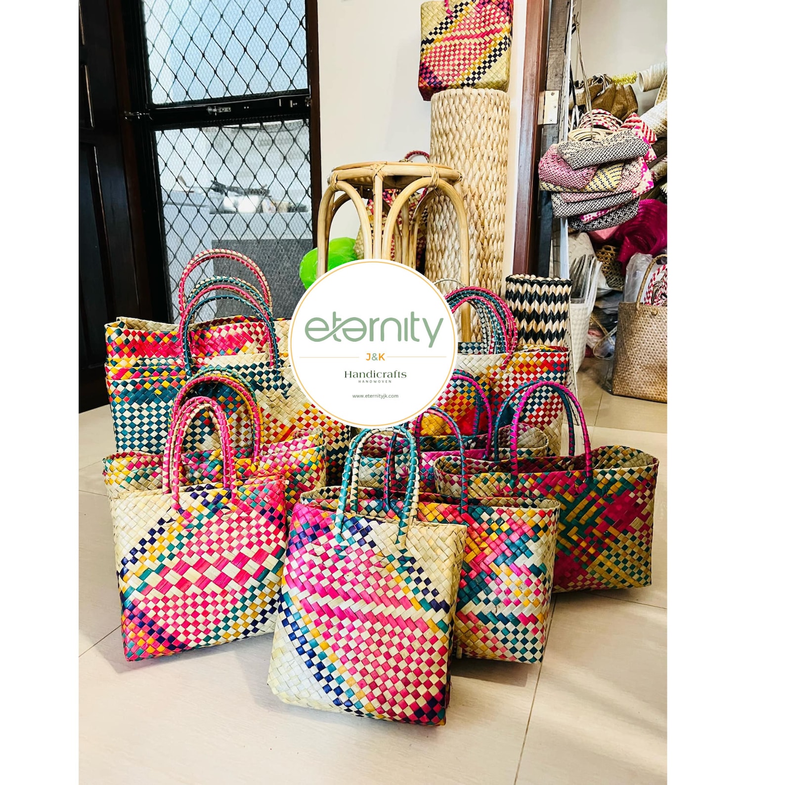 Handwoven Buri Palm Leaf Bayong Bag - Multi-colored Straw Beach Bag - Etsy