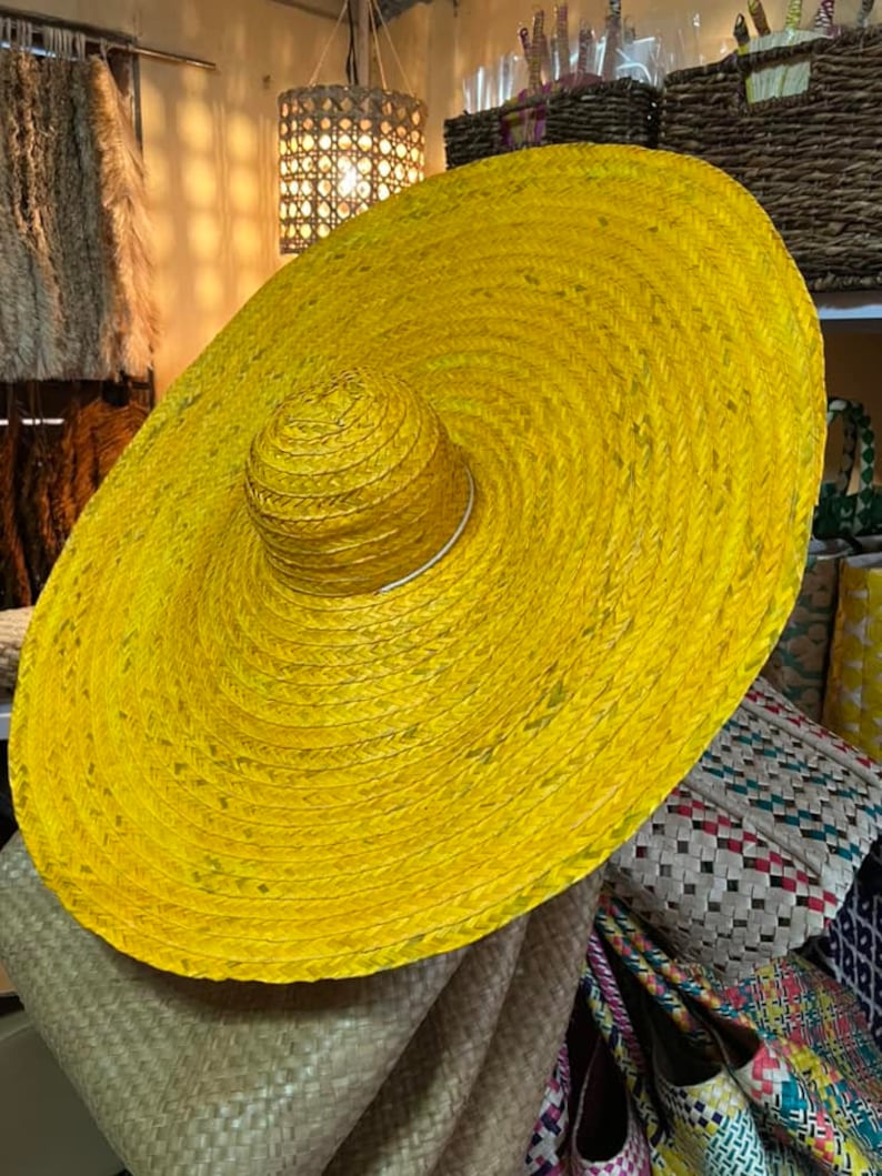 Giant Straw Sun Hat: 35" Handwoven Buri Fiber Beach Hat - Etsy