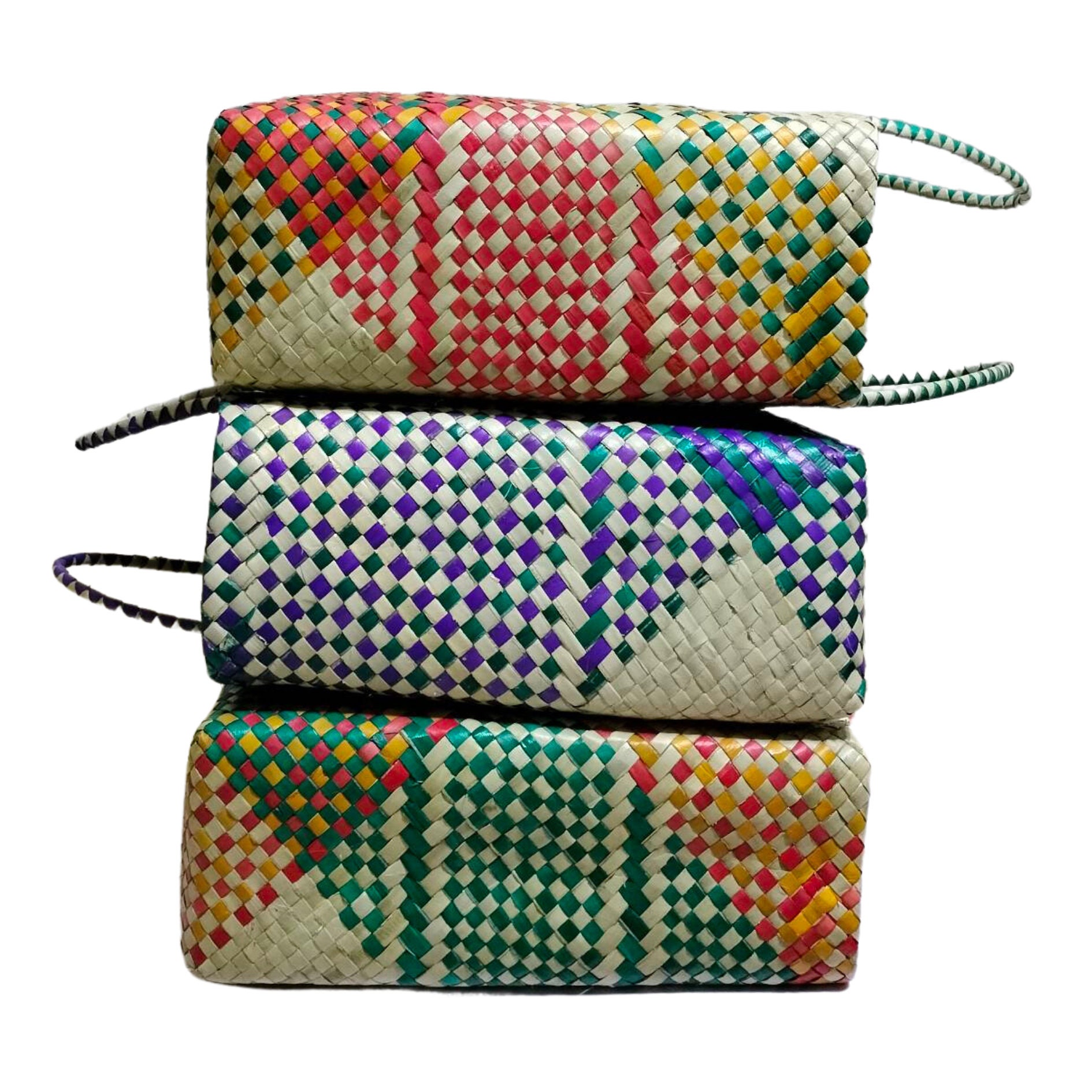 Handwoven Buri Palm Leaf Bayong Bag - Multi-colored Straw Beach Bag - Etsy