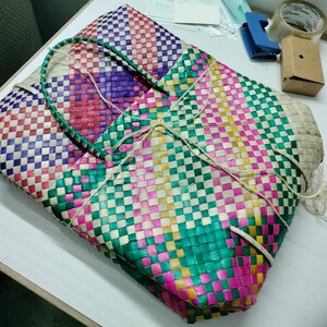 Handwoven Buri Palm Leaf Bayong Bag - Multi-colored Straw Beach Bag - Etsy