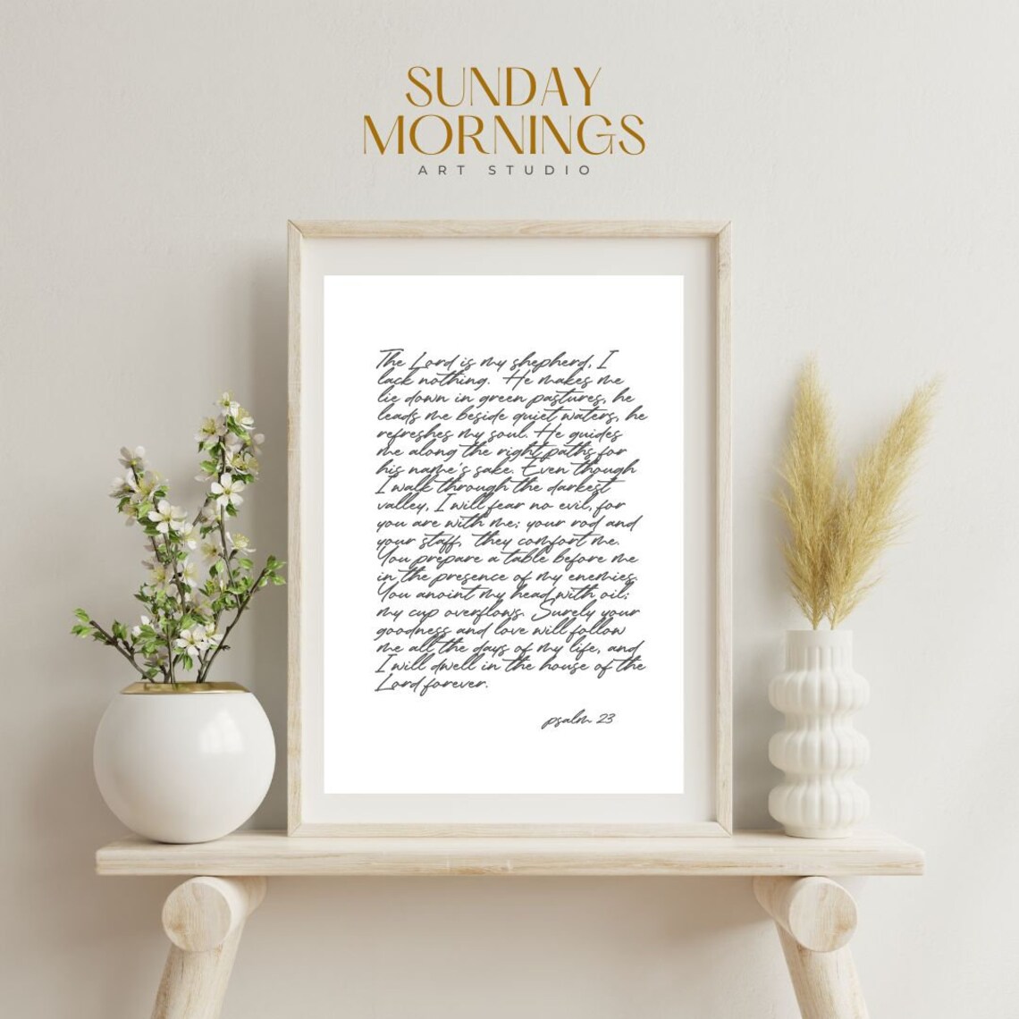 Psalm 23 Art Print, the Lord is My Shepherd Minimal Christian Wall Art ...