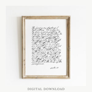 Psalm 23 Art Print, the Lord is My Shepherd Minimal Christian Wall Art ...