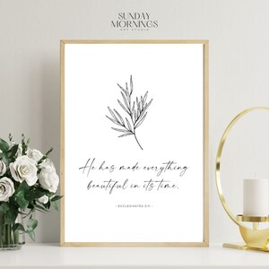 Ecclesiastes 3:11 Art Print, He Has Made Everything Beautiful Minimal ...
