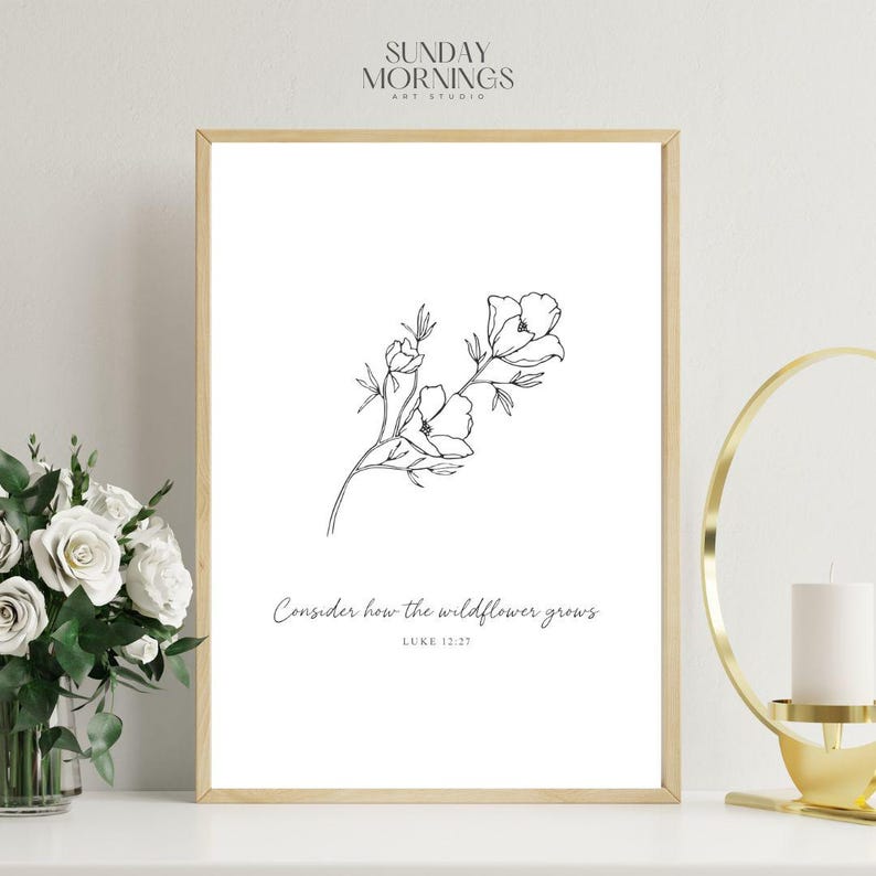 Luke 12:27, Consider How the Wildflower Grows, Bible Verse Poster ...