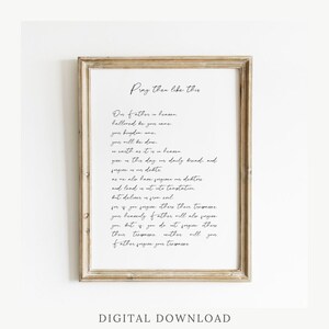 Matthew 6:9-13 Art Print, Pray Like This Minimal Christian Wall Art ...