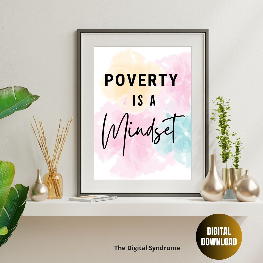 Poverty Mindset , Motivational Home Decor, Positive Affirmation Wall ...