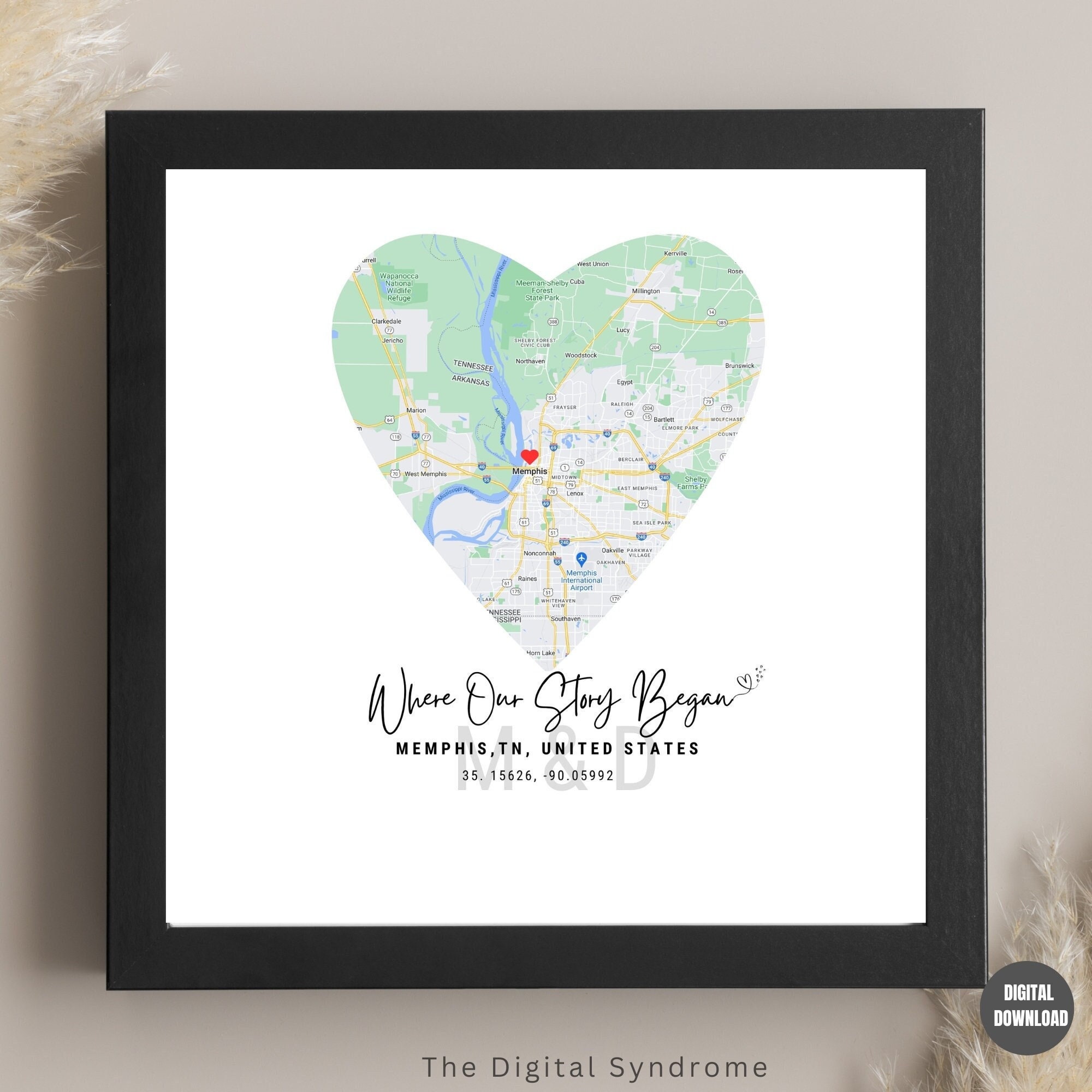 Custom Map Gift, Custom Map Print, Customised Wedding Anniversary Gift ...