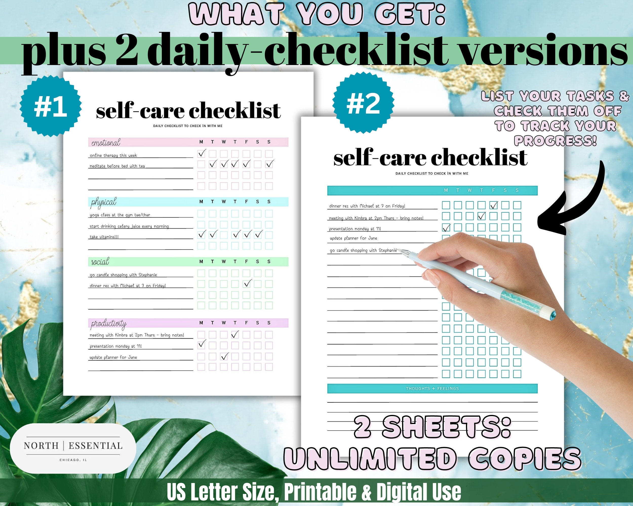 Self-care Planner, Self-care Checklist, Self Care Journal, Self Care ...