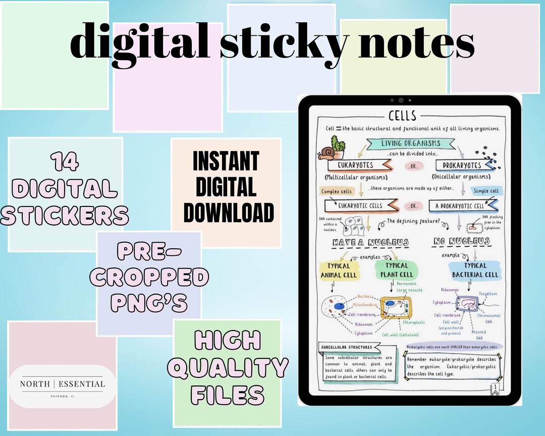 Digital Sticky Notes, Digital Stickers, Goodnotes Stickers, Pre-cropped ...