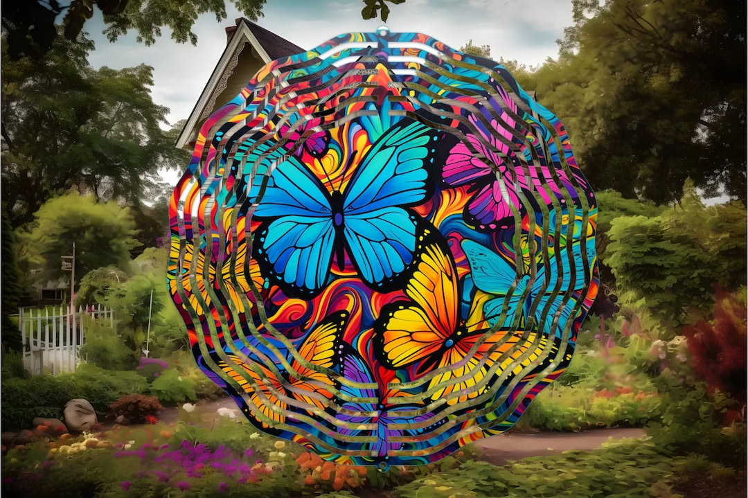 Bright Butterflies Wind Spinner, 10 Inch Metal Double Sided Wind ...