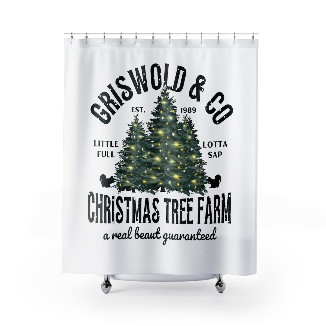 Griswold & Co Christmas Tree Farm Shower Curtain, Holiday Bathroom ...