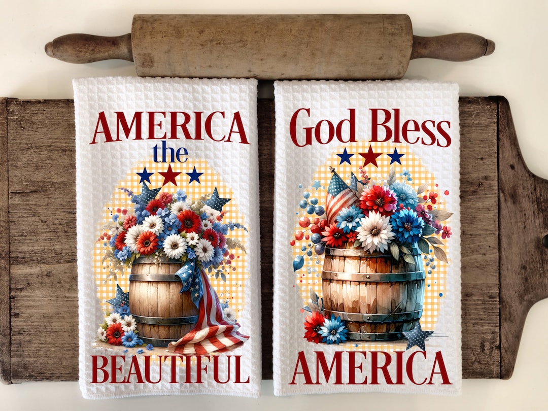 God Bless America Set of 2 Hand Dish Tea Kitchen Towel, Kitchen Gift ...
