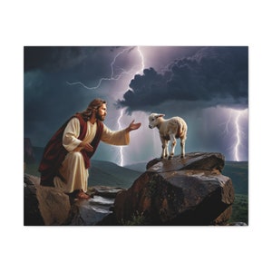 Jesus and the Lost Lamb Canvas Wrap- Christian Wall Art -jesus Christ ...