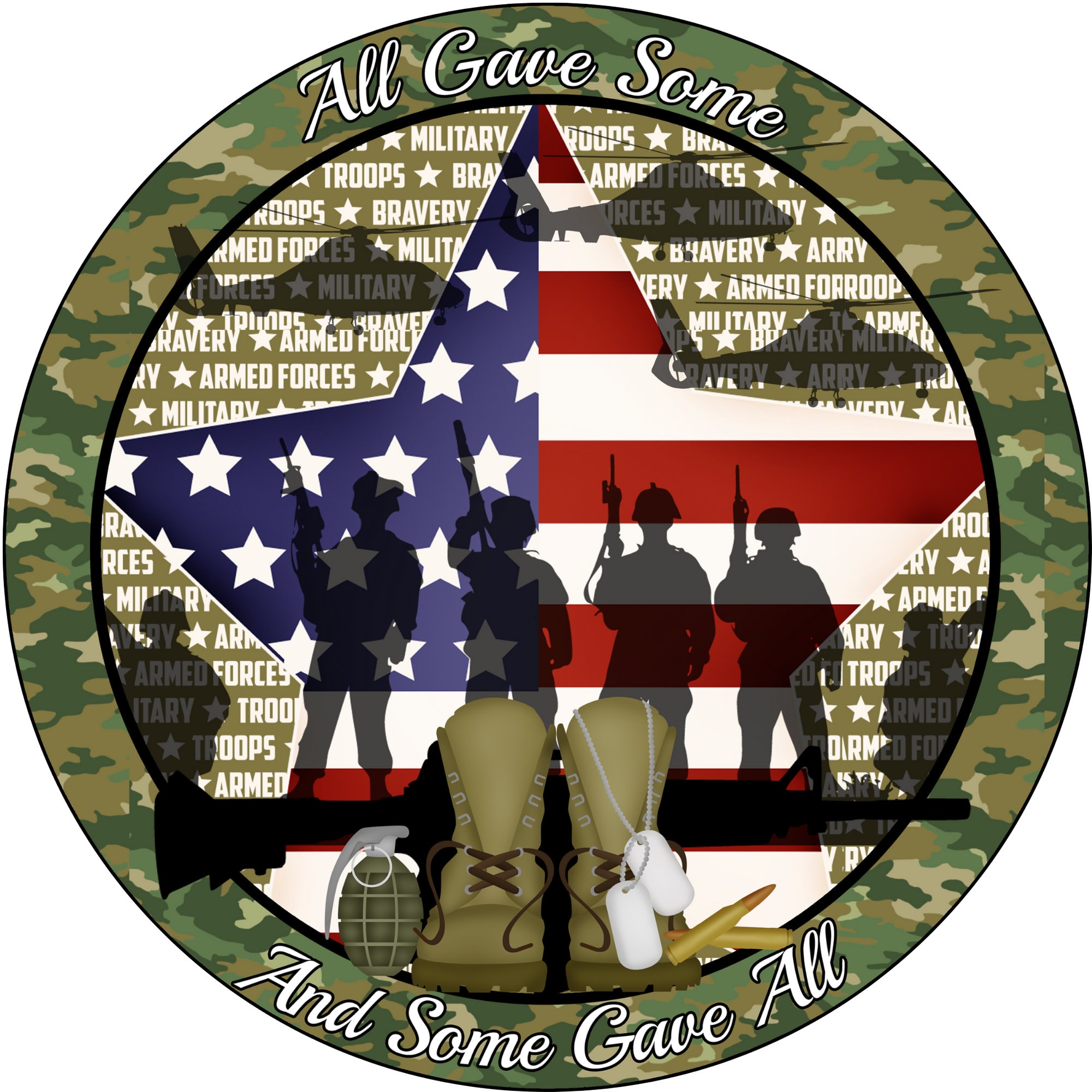 All Gave Some Some Gave All Wreath Sign, Round Wreath Sign, Patriotic ...