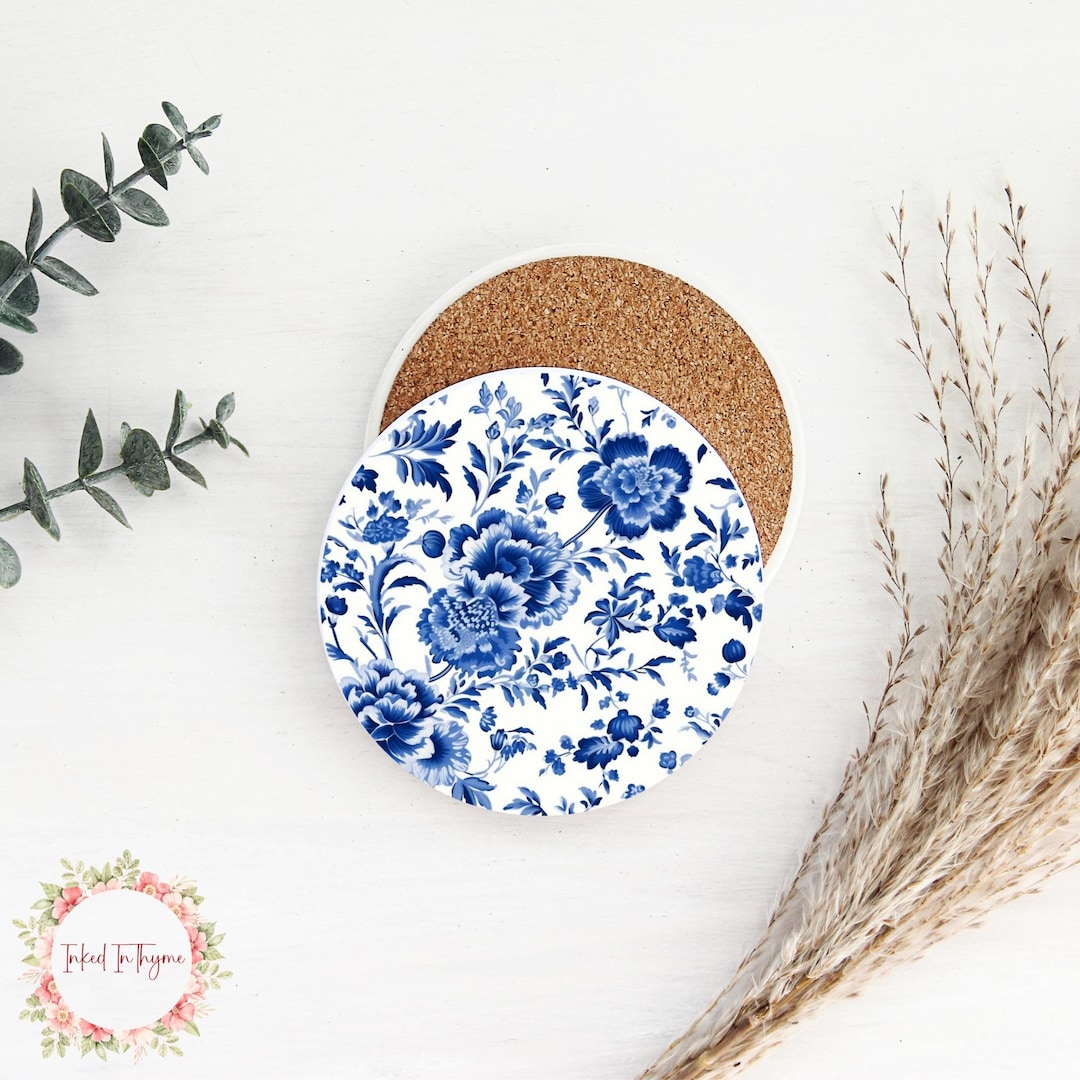 Chinoiserie Coaster, Floral Nature Lover Coaster, Coffee Table Decor ...