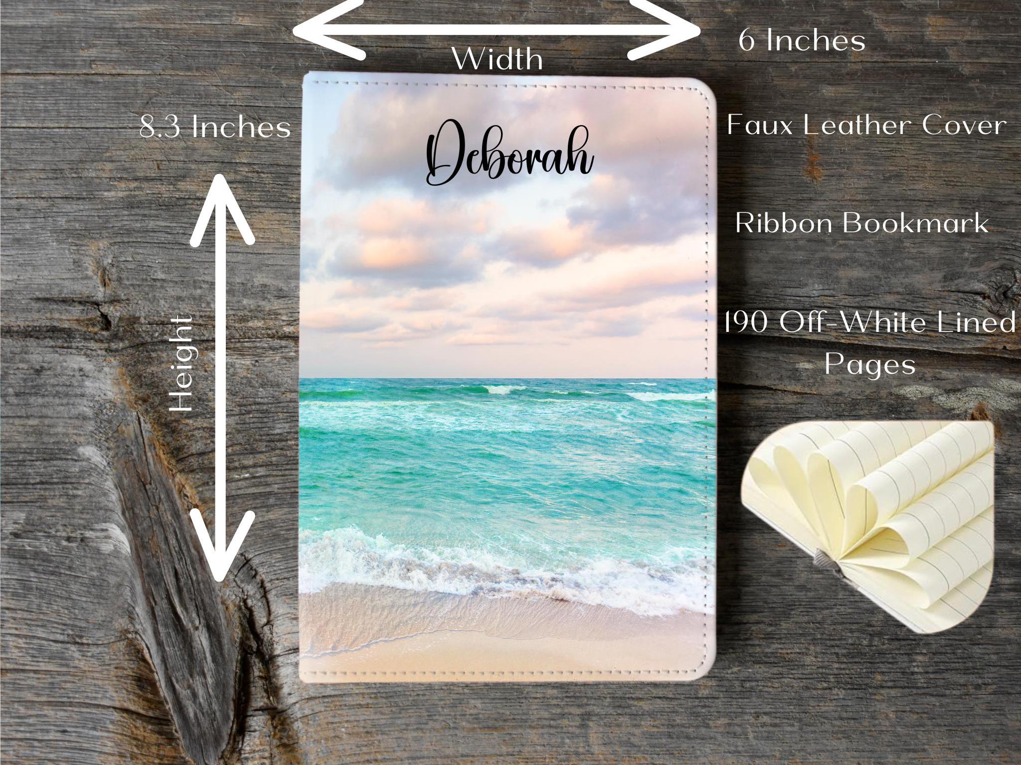 Personalized Beach Faux Leather Notebook, Journal for Her, Personal ...