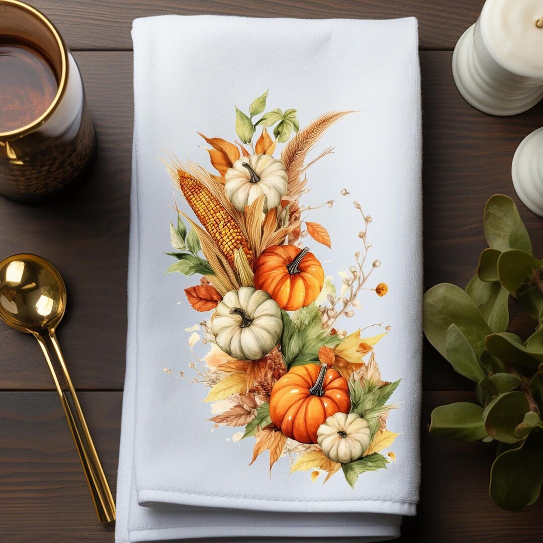 Fall Pumpkins Velour Hand Towel, Powder Room Towel, Fingertip Guest ...
