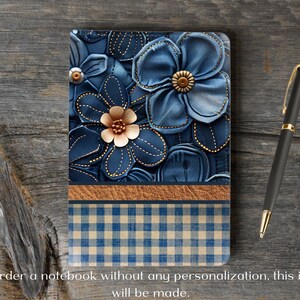 Personalized Blue Floral Faux Leather Notebook, Journal for Her ...