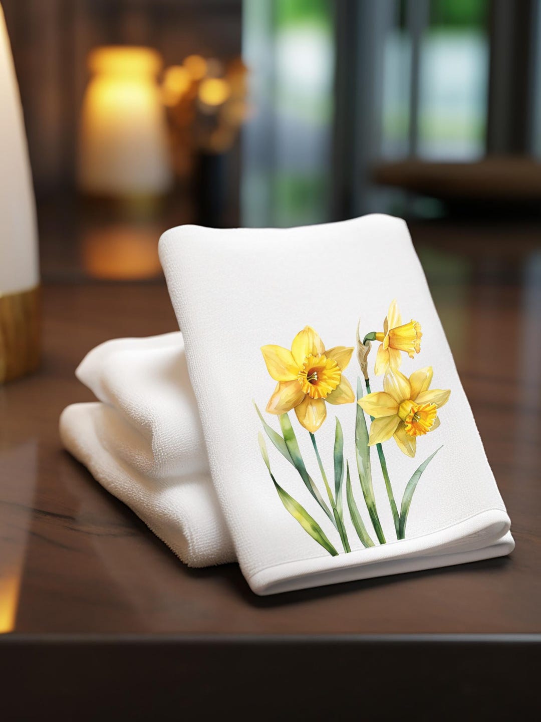 Daffodil Velour Hand Towel, Powder Room Towel, Daffodil Fingertip Guest ...