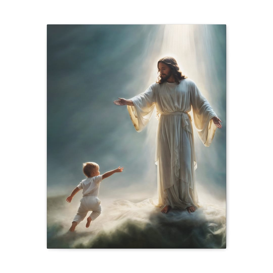 Jesus With Little Boy Canvas Wrap- Heavenly Welcome- Christian Wall Art ...