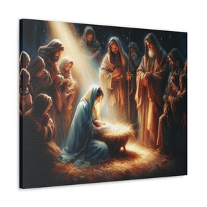 The Holy Nativity Canvas Wall Art, Christmas Wall Hanging, Christian ...
