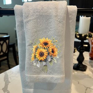 Sunflowers Velour Hand Towel, Powder Room Towel, Sunflower Fingertip ...