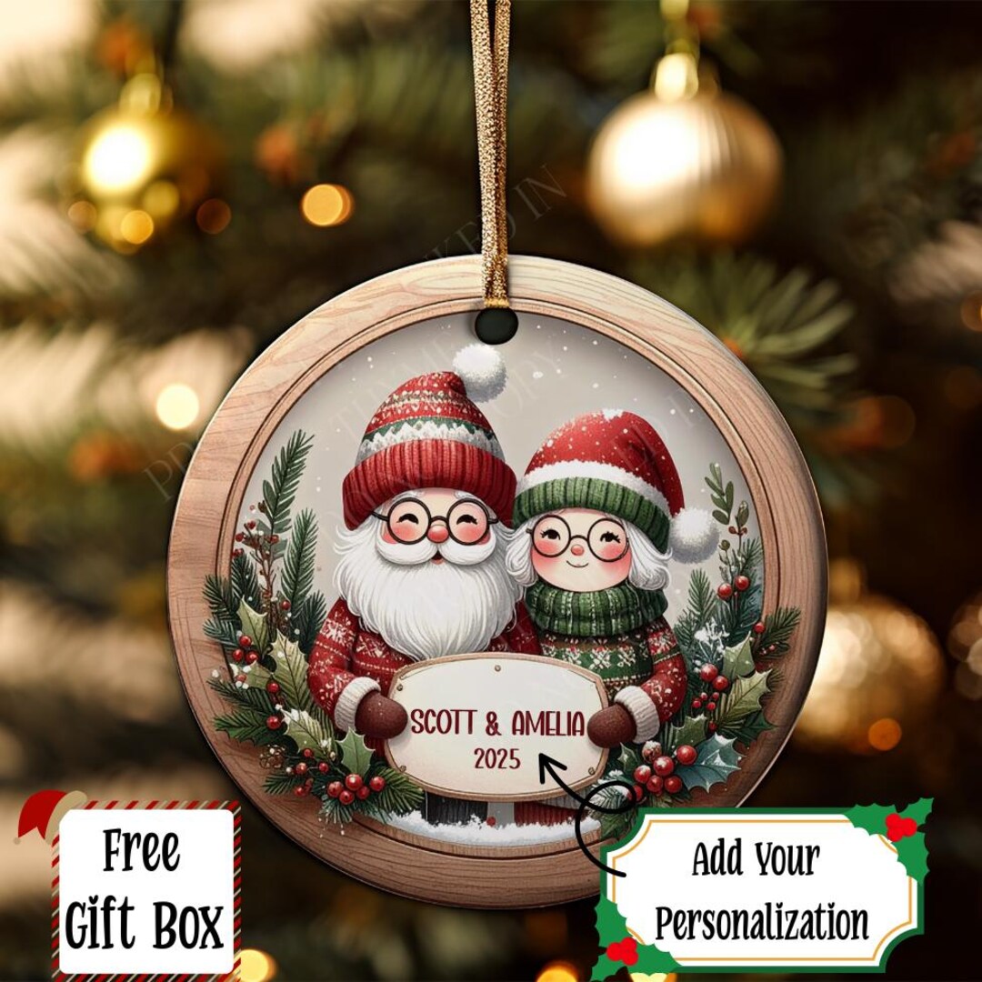 Personalized Santa & Mrs. Claus Ornament, Santa Wedding Bridal Shower ...