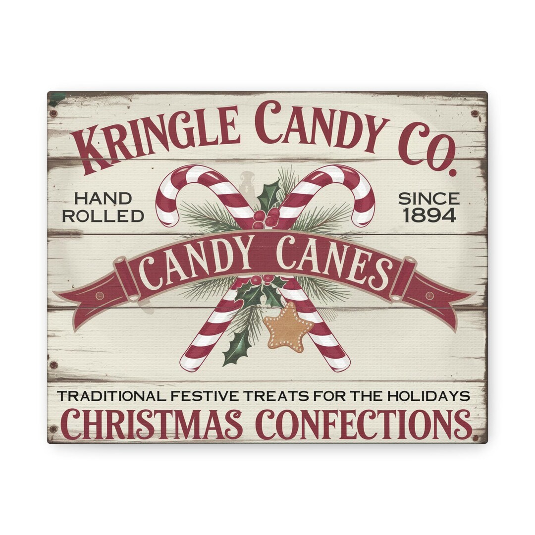 Kringle Candy Co Candy Canes Canvas Wrap, Christmas Wall Art, Holiday ...