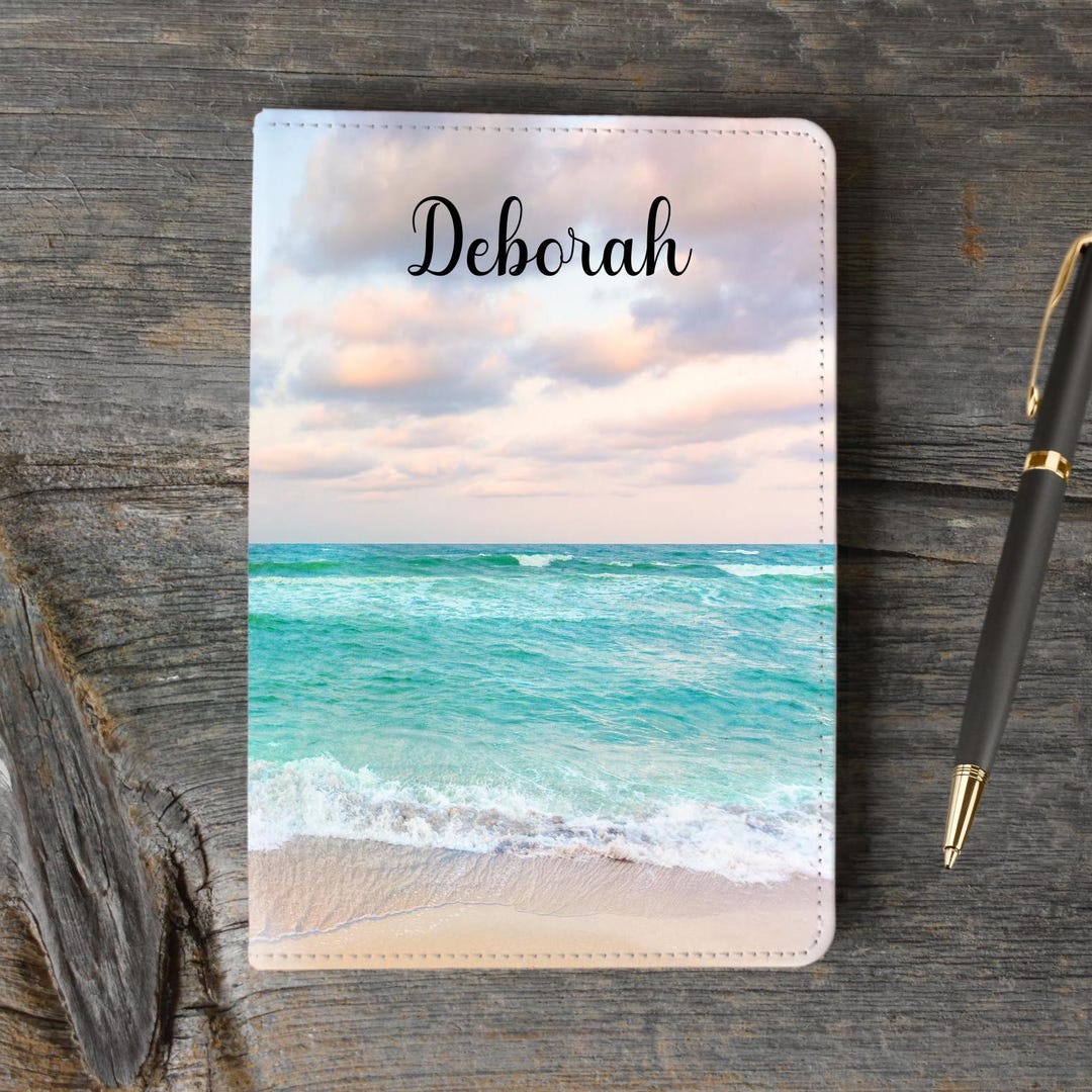 Personalized Beach Faux Leather Notebook, Journal for Her, Personal ...
