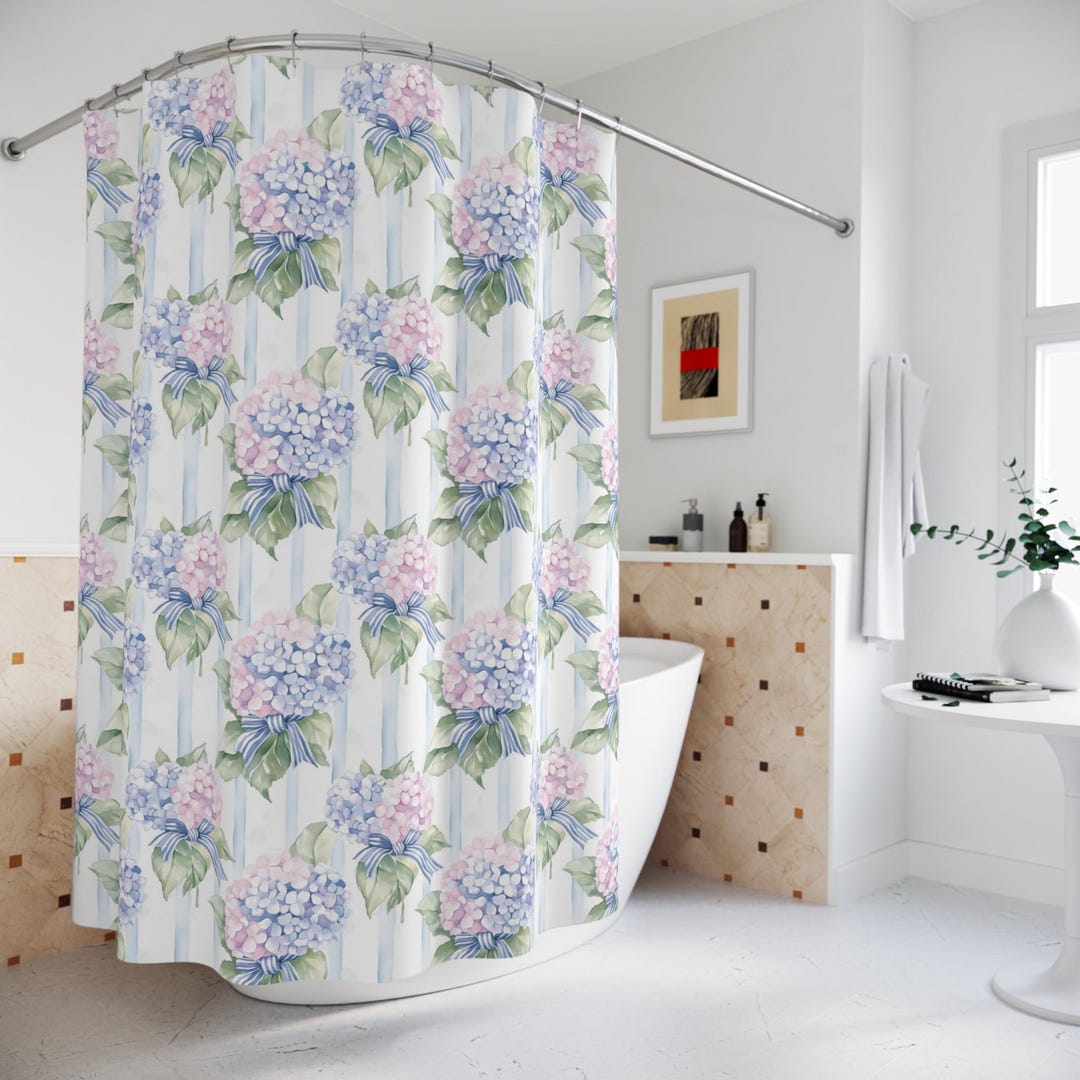 Hydrangea Floral Shower Curtain, Vibrant Bathroom Decor, Hydrangea Bath ...
