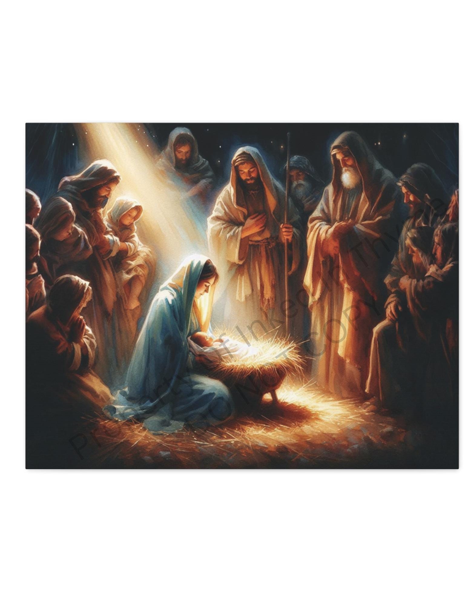 The Holy Nativity Canvas Wall Art, Christmas Wall Hanging, Christian ...