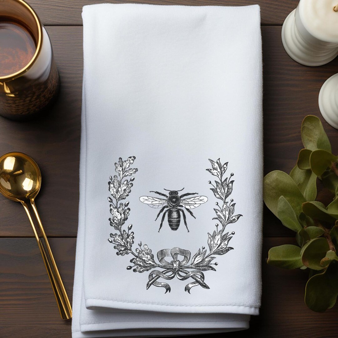 Bee Velour Hand Towel, Bee Powder Room Towel, French Inspired Fingertip ...