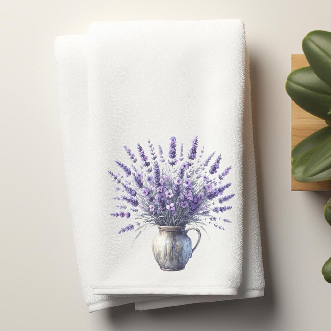 Lavender Velour Hand Towel, Powder Room Towel, Lavender Fingertip Guest ...
