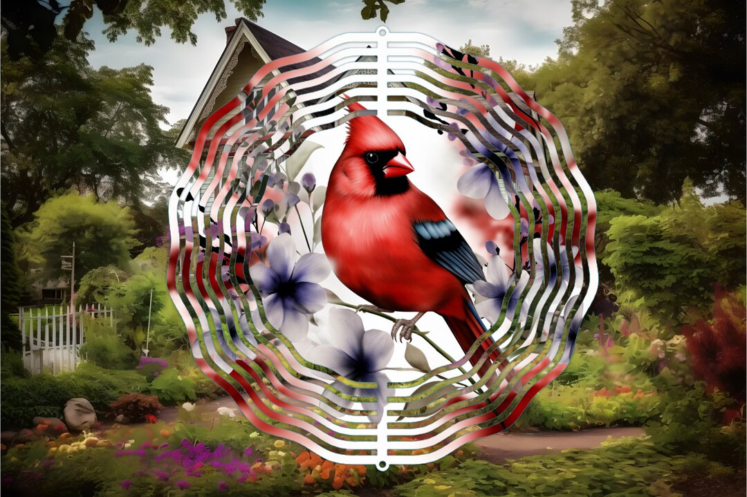 Cardinal Watercolor Wind Spinner-10 Inch Double Sided Metal Wind ...