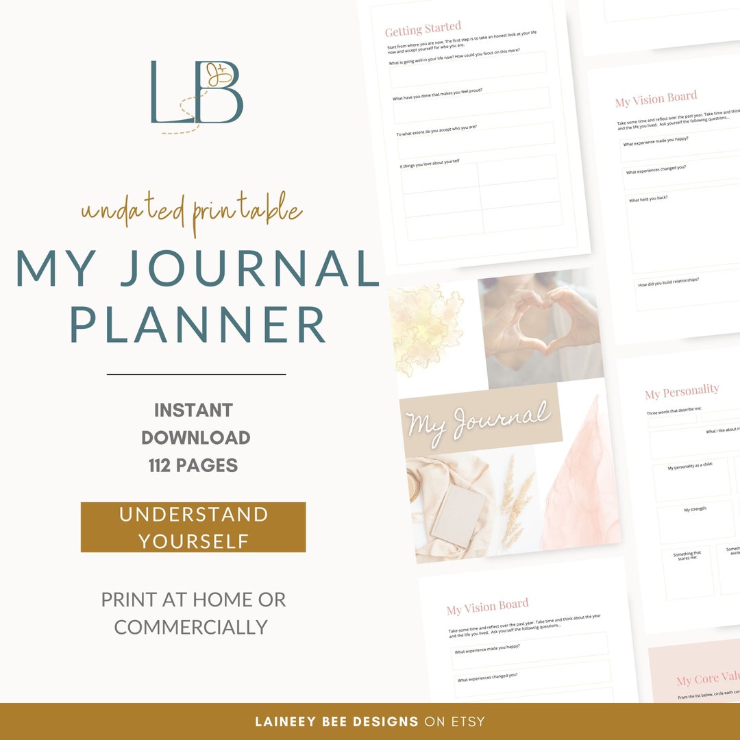 Personal Journal Planner Printable, Journal, Yearly Planner, Monthly ...
