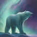 Polar Bear Digital Art Northern Lights Livingroom Picture Winter Night ...