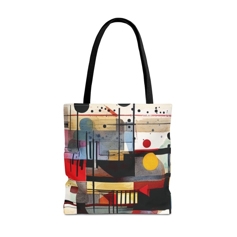 Modern Abstract Art Tote Bag (AOP), Geometric Design, Primary Colors ...
