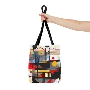 Modern Abstract Art Tote Bag (AOP), Geometric Design, Primary Colors ...