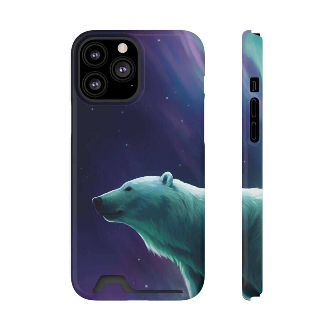 Polar Bear Under the Northern Lights Phone Case With Card Holder Bear ...